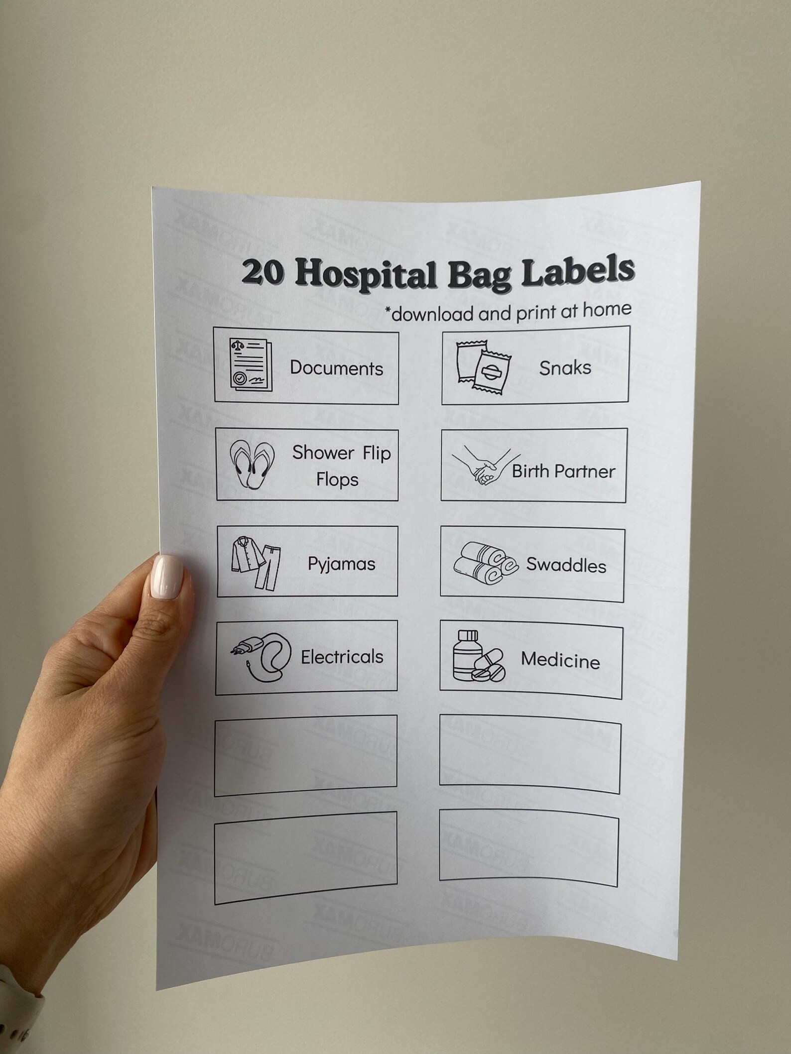 Maternity Hospital Bag Labels | Printable Organizer | Baby Planning and ...
