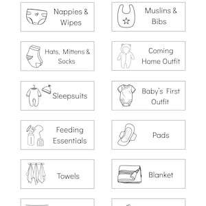 Maternity Hospital Bag Labels | Printable Organizer | Baby Planning and ...