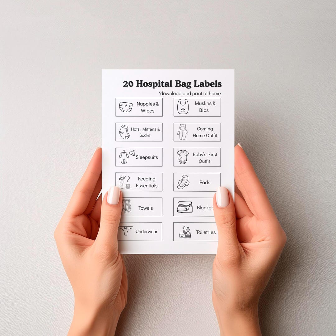 Maternity Hospital Bag Labels | Printable Organizer | Baby Planning and ...