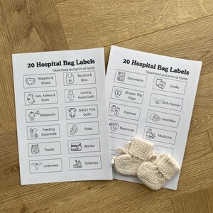 Maternity Hospital Bag Labels | Printable Organizer | Baby Planning and ...
