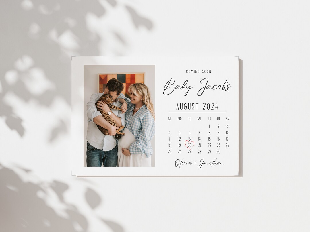 Baby Announcement Due Date Calendar | Pregnancy Printable Announcement ...