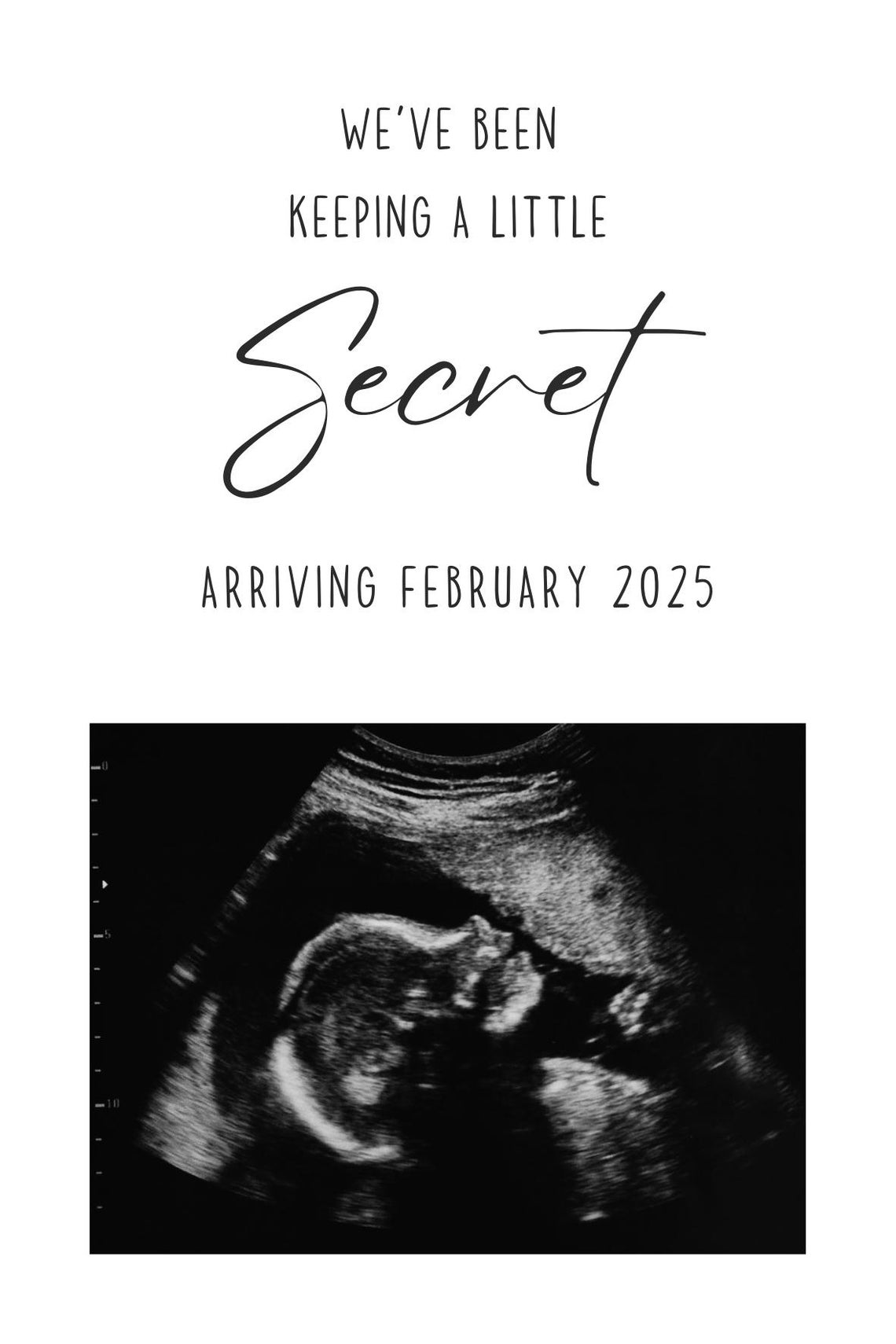 Baby Ultrasound Announcement Card a Little Secret | We Are Expecting ...