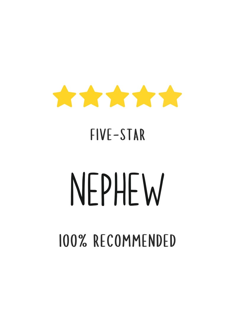 Best NEPHEW Ever Birthday Card | Excellent Nephew | Printable 5-star ...