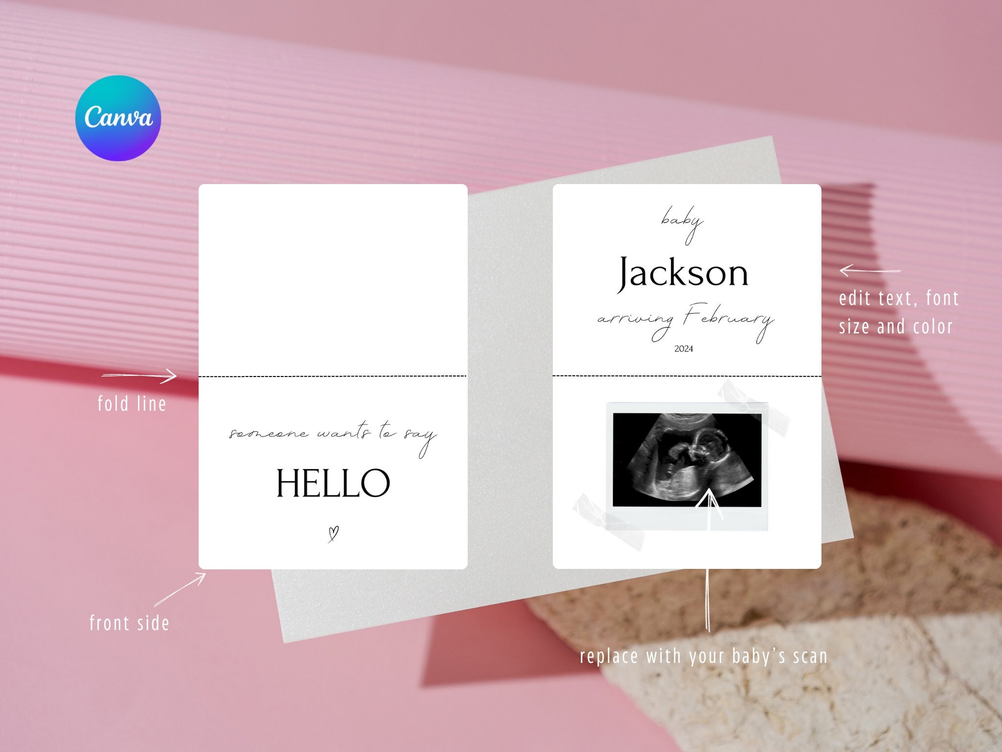 Printable Baby Announcement Card | I Can't Wait to Meet You | Pregnancy ...