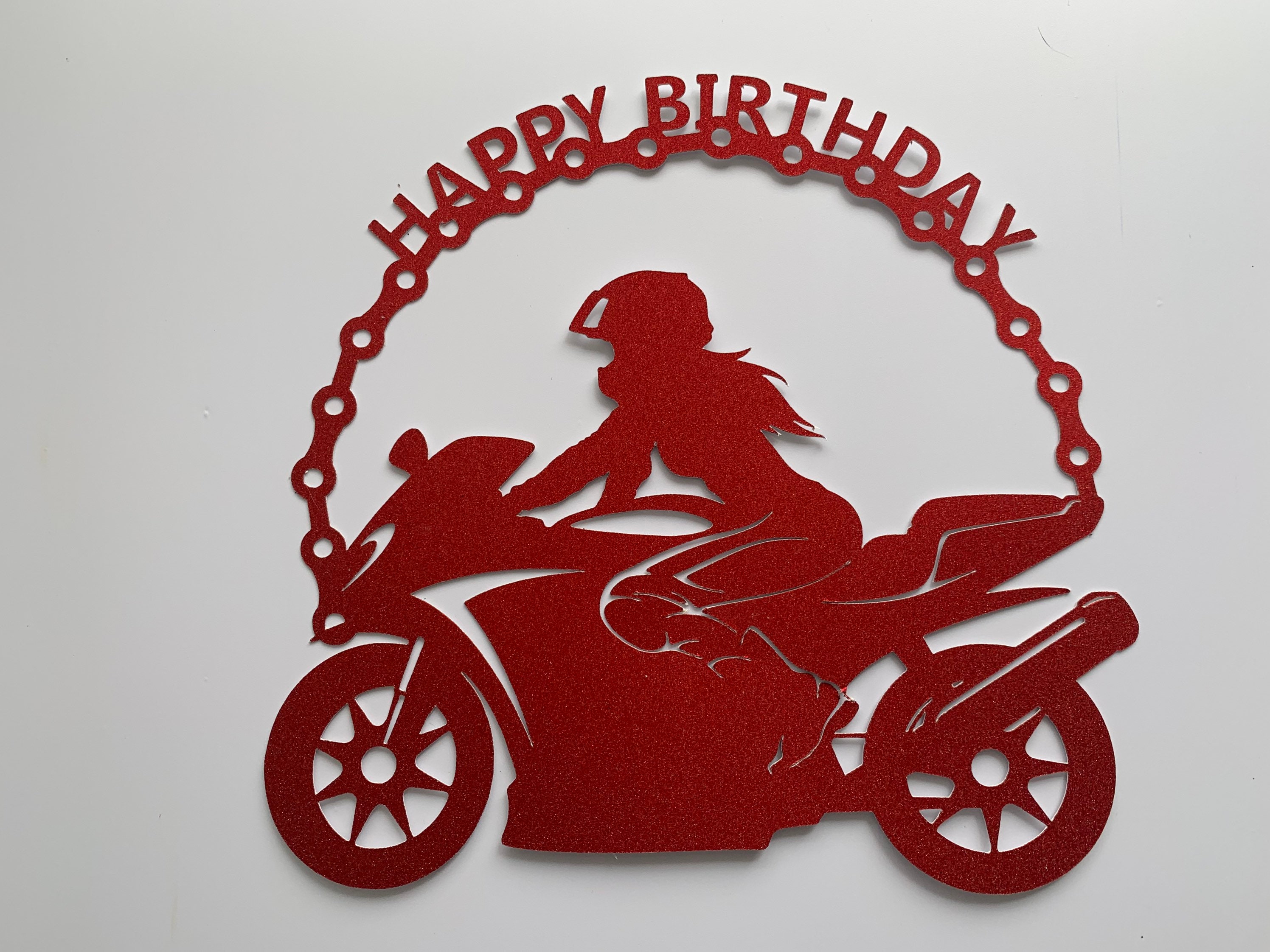 Female Rider Motorcycle Happy Birthday Cake Topper | Etsy