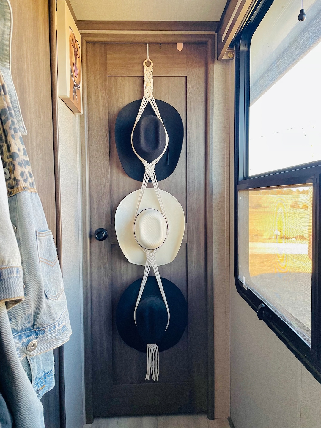3 Tier Hat Hanger Customize Triple Hat Hanger Macrame Hat Hanger Cowboy ...
