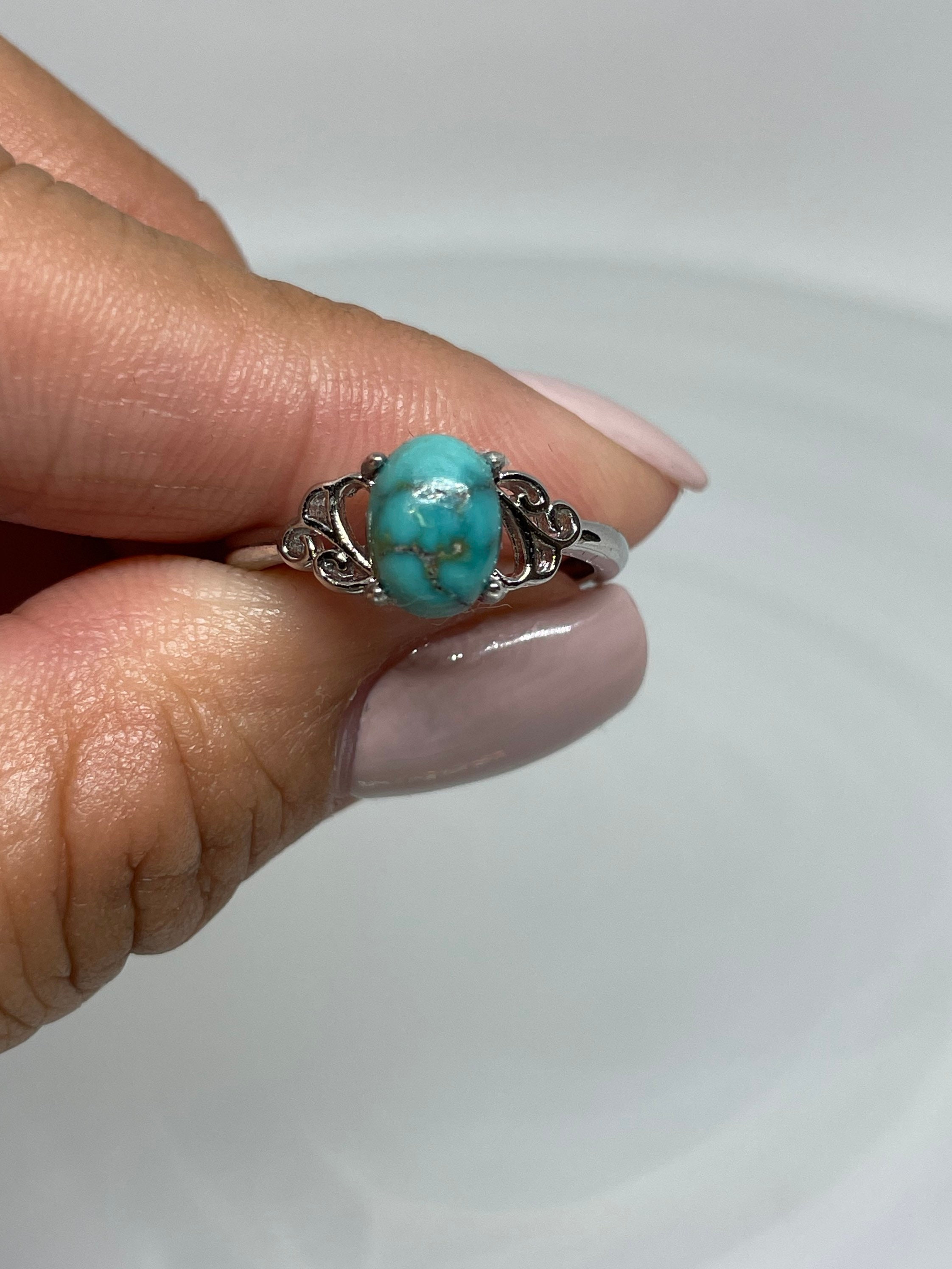 Turquoise Ring With Adjustable Band in Stainless Steel and Silver ...