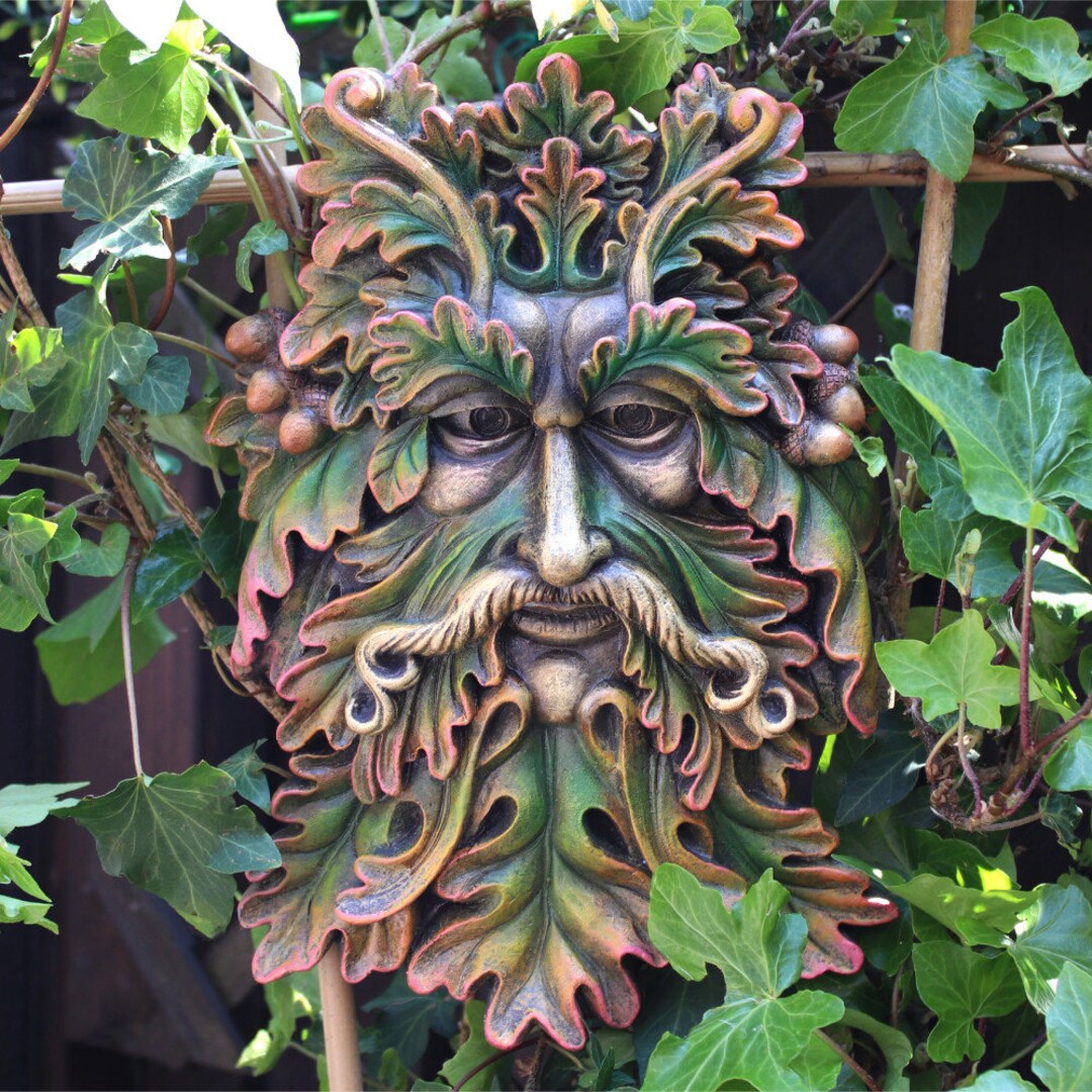 Green Man Face Wall Plaque Tree Spirit..... - Etsy