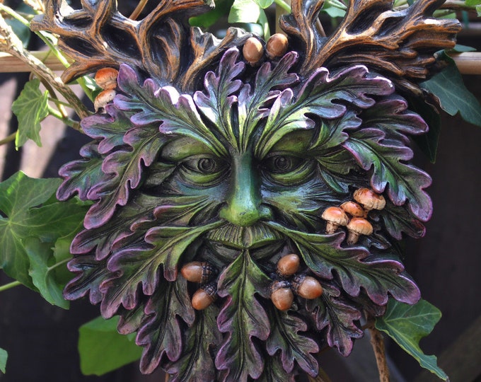 Green Man Face Wall Plaque Tree Spirit..... - Etsy