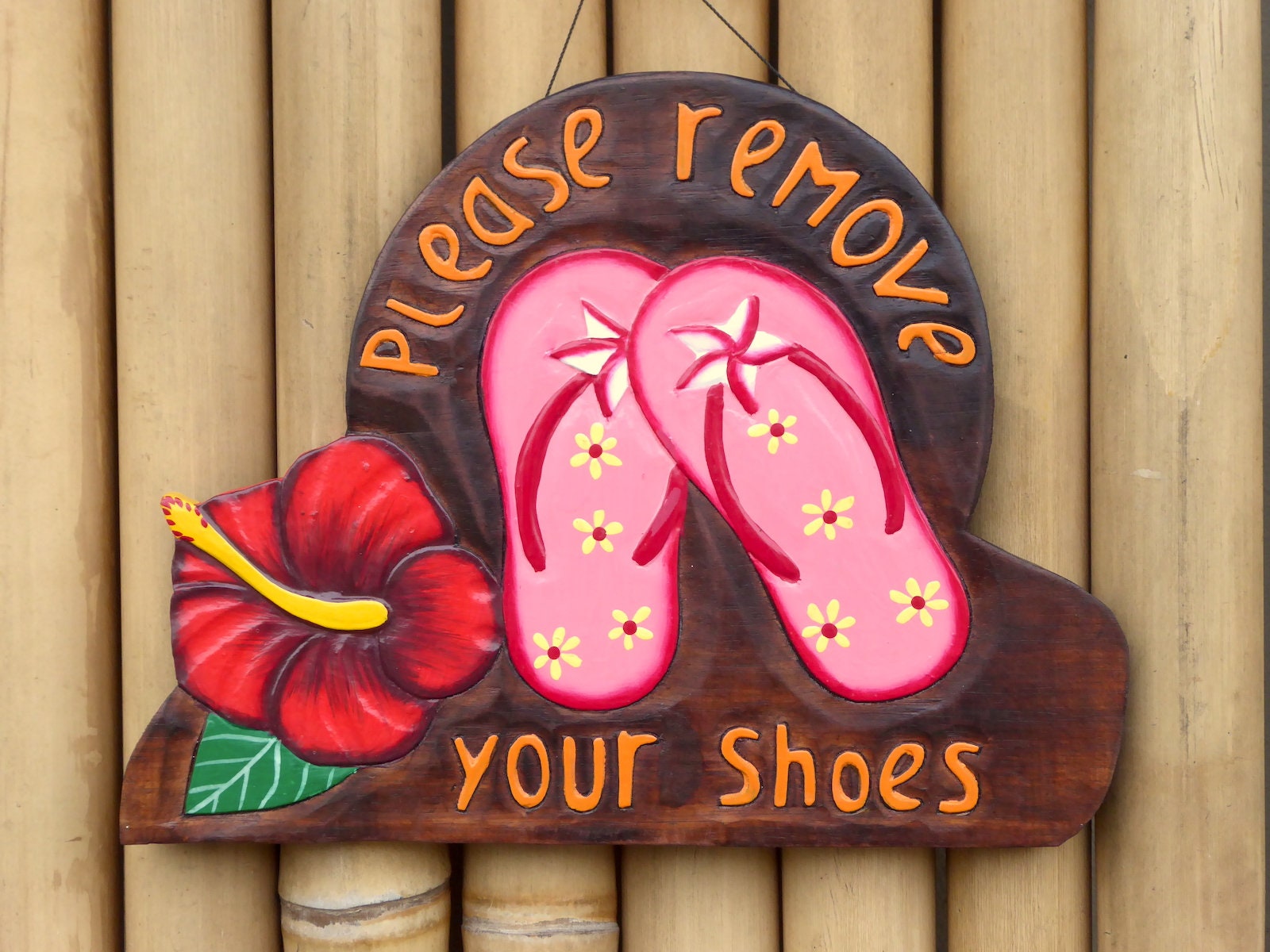 Please Remove Your Shoes Sign Wooden Wall Plaque 37cm Hand | Etsy