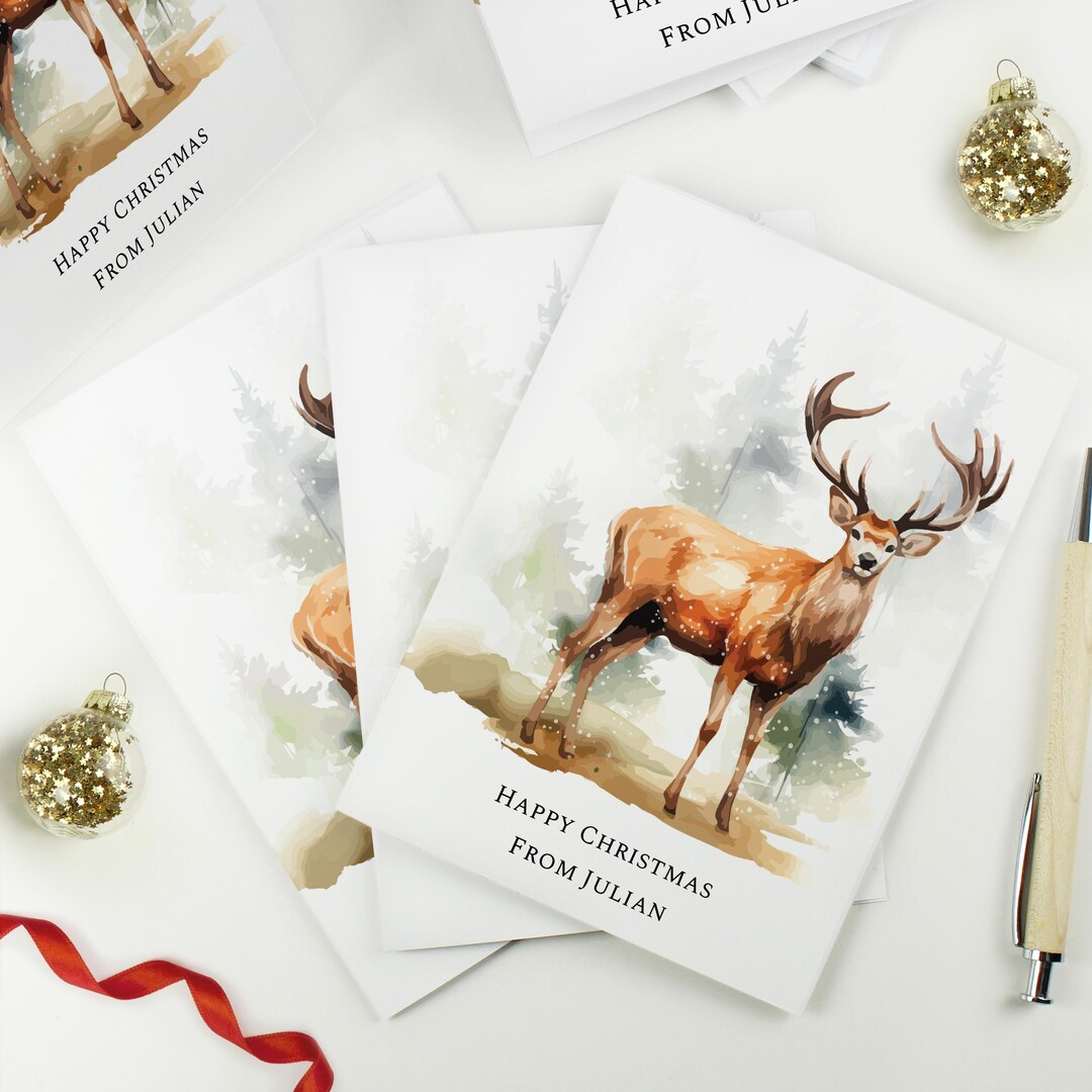Personalised Christmas Cards - Stag - Pack of 10..... - Etsy UK