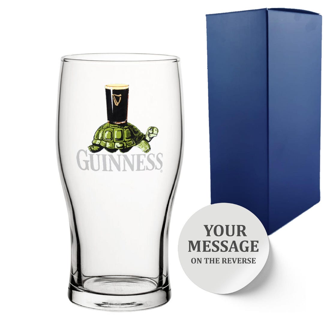 Personalised Engraved Official Tortoise Guinness Pint Glass With Gift ...