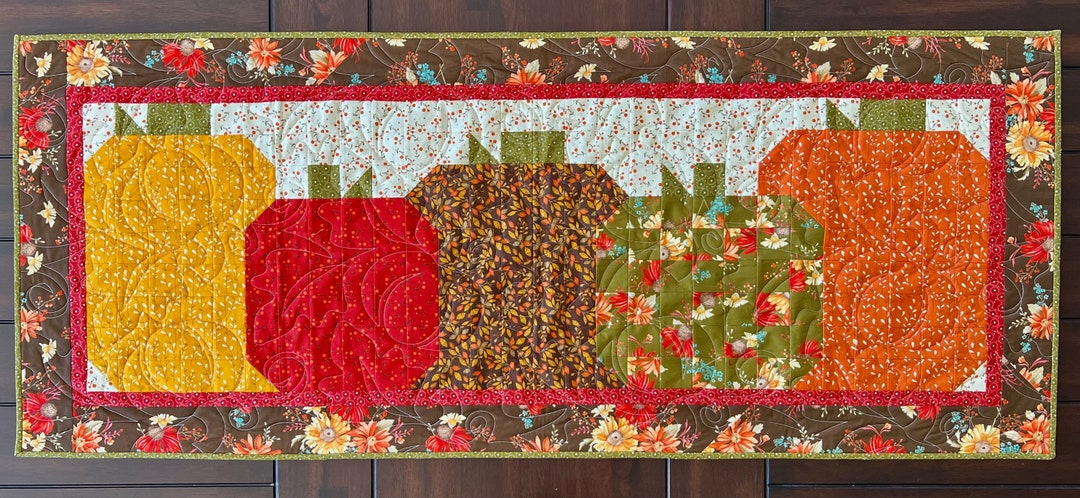 Autumn Harvest Table Runner Quilt Kit With Tensisters Handicraft Easypiecing Grid and Riley ...