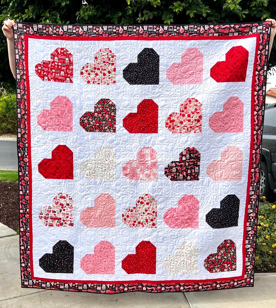 Candy Hearts Quilt Made With Riley Blake "falling in Love" Fabric - Etsy