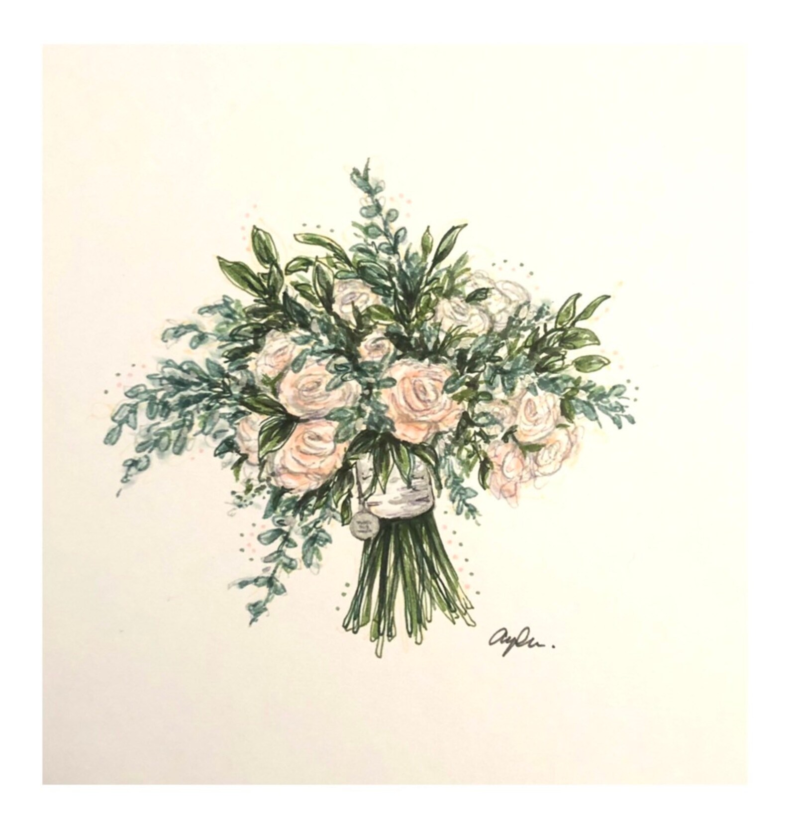 Custom Wedding Bouquet Drawing | Etsy