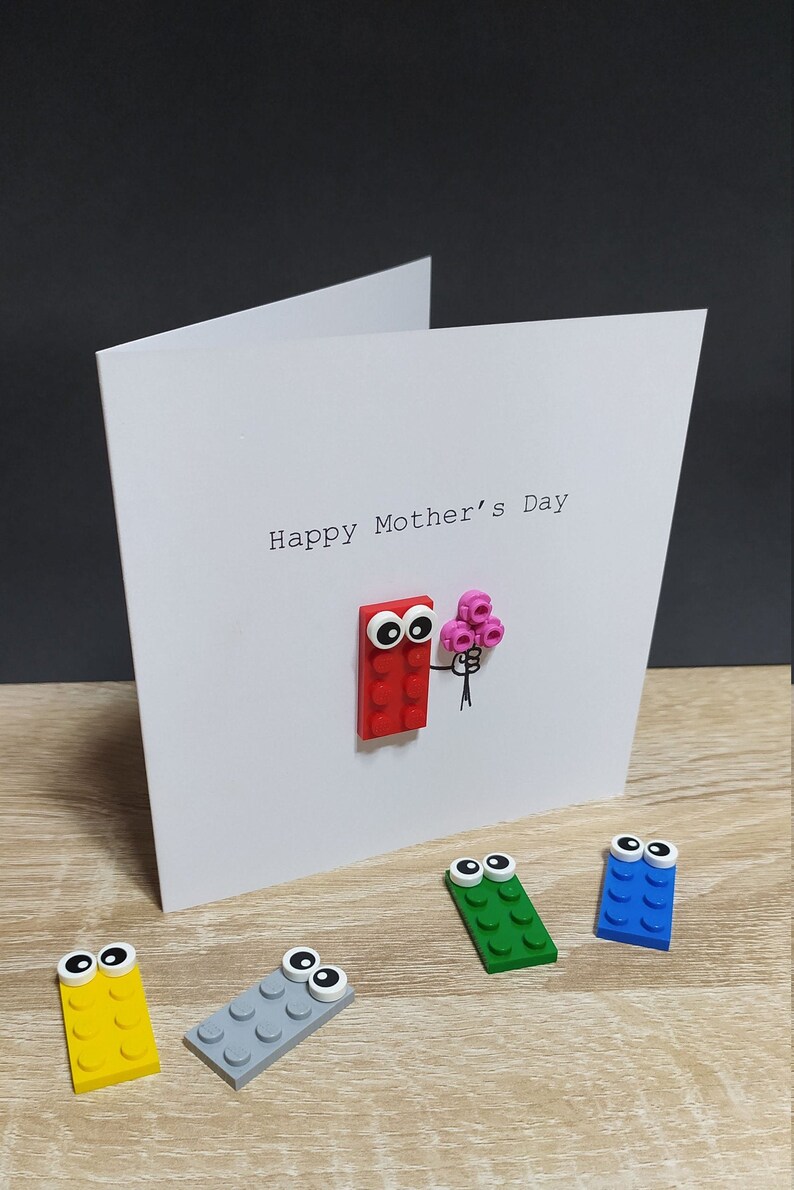 Card With Genuine LEGO Pieces a Brick-person Holding a Bunch - Etsy