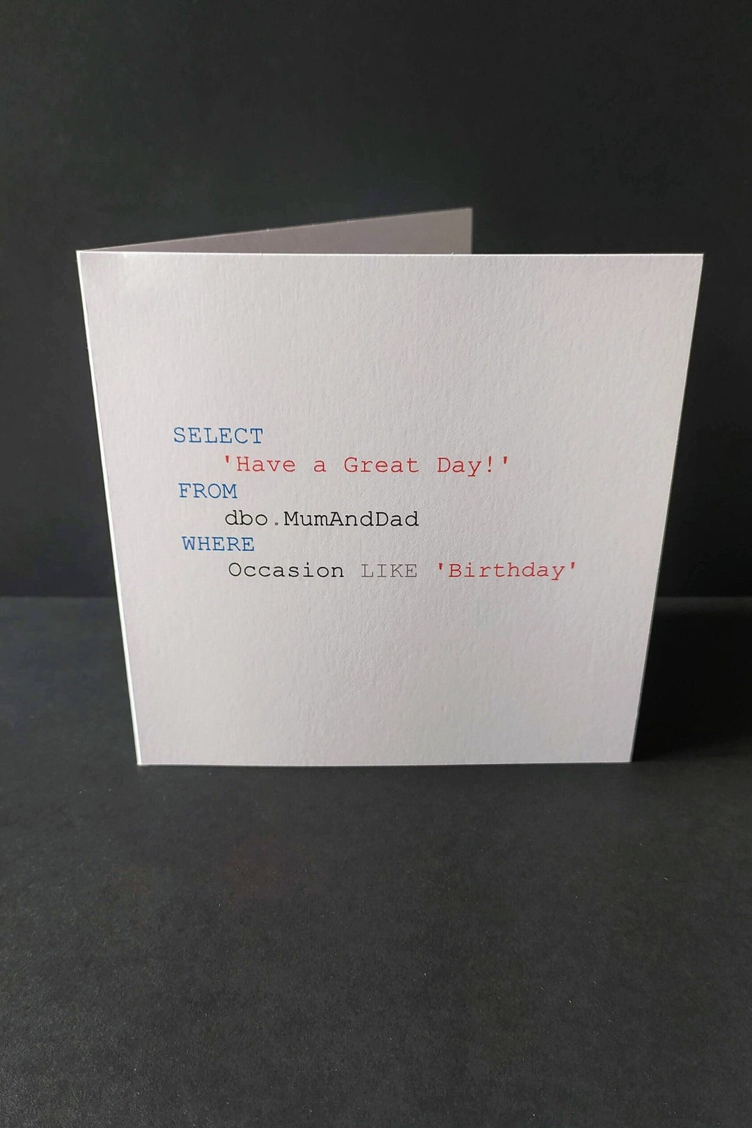 Customisable Card - a Short SQL Pseudo-code Snippet for a Techy ...