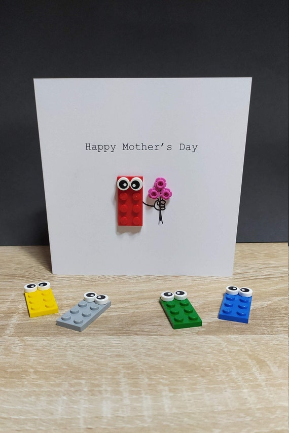 Card With Genuine LEGO Pieces a Brick-person Holding a Bunch | Etsy