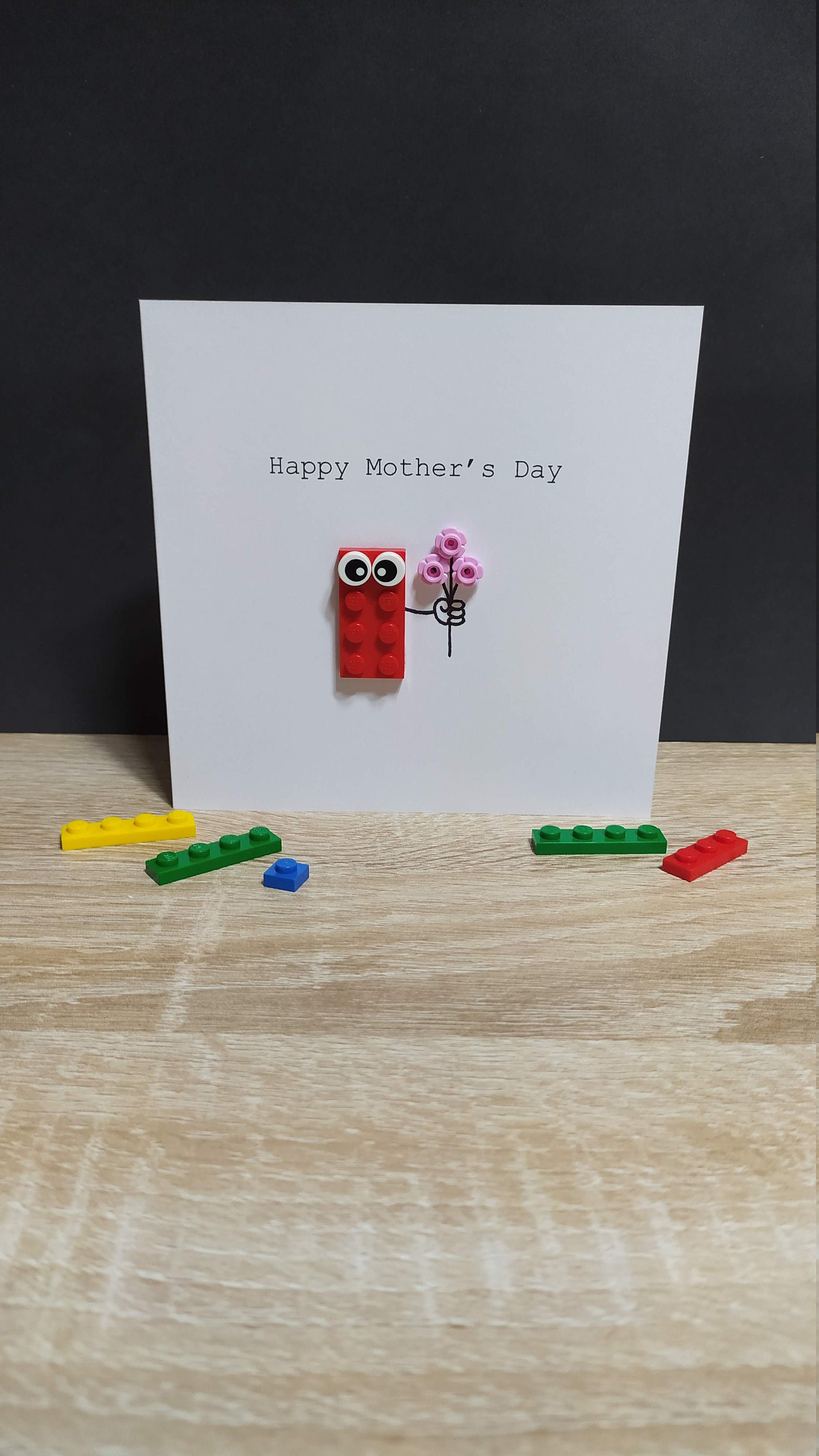 Card With Genuine LEGO Pieces a Brick-person Holding a Bunch - Etsy