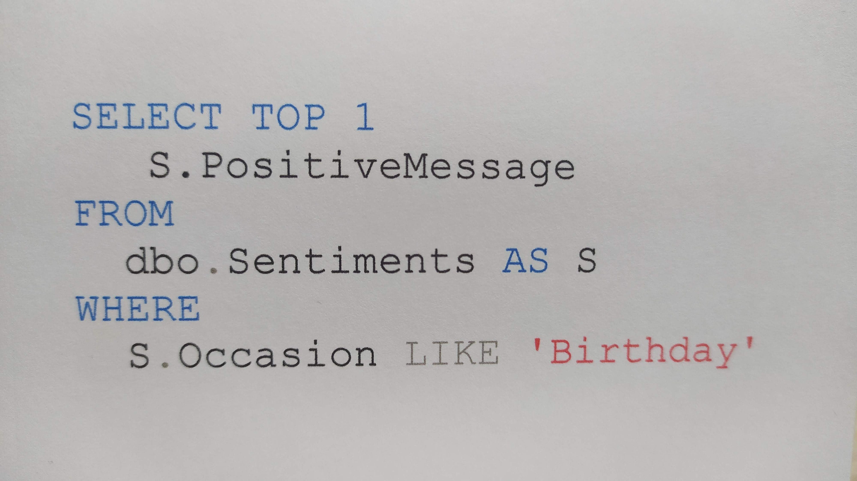 Birthday/Any Occasion Card Select SQL A short | Etsy