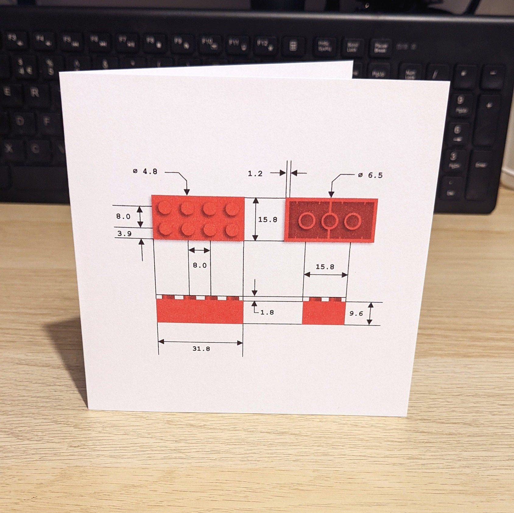 A Card With an Illustration of a Lego®-like Brick, With Its Technical ...