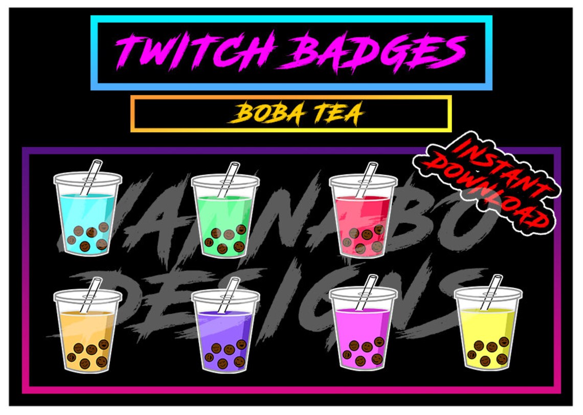 BOBA-TEA EMOTES Twitch Youtube Streamer Emotes/badges | Etsy