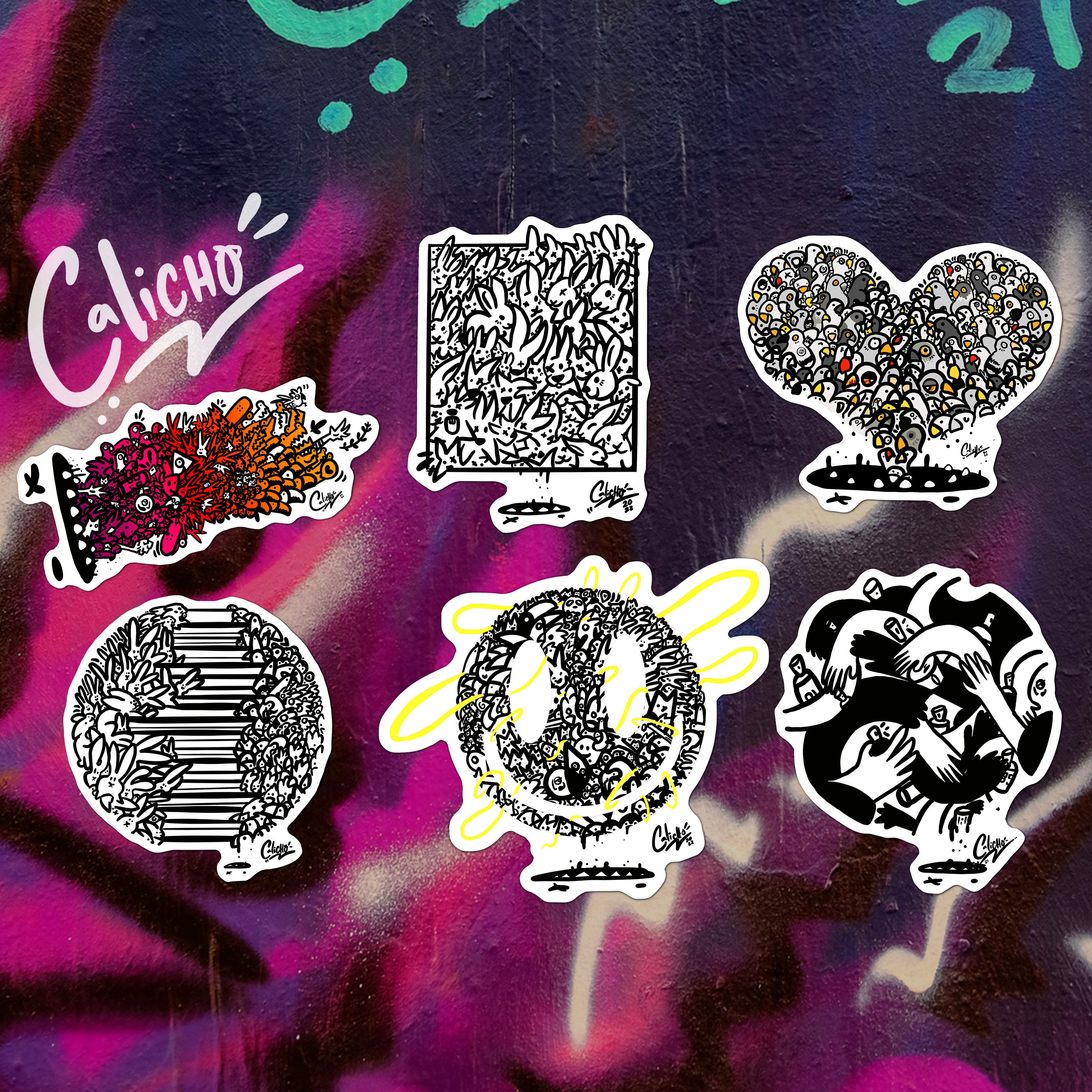 Doodle Art Die Cut Sticker Bundle - Etsy