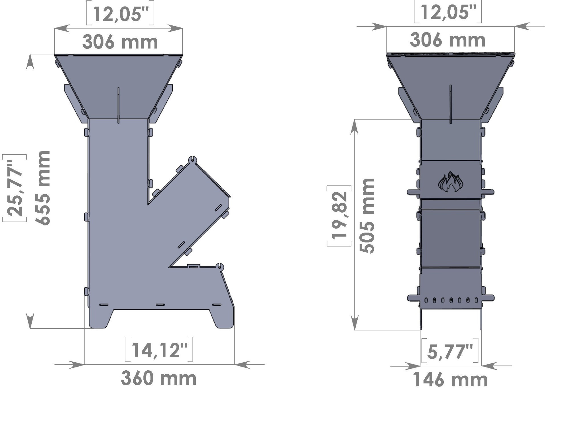 Rocket Stove Fire Pitgrill BBQ Barbecue Dxf Files for - Etsy