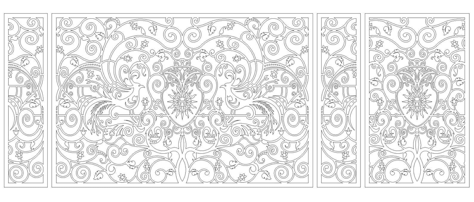 Metal Gates and Peacocks. Dxf File, Digital Download of Finished Dxf ...