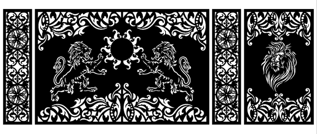 Metal Gates and Lions. Dxf File, Ready Dxf Digital Download, Plasma ...