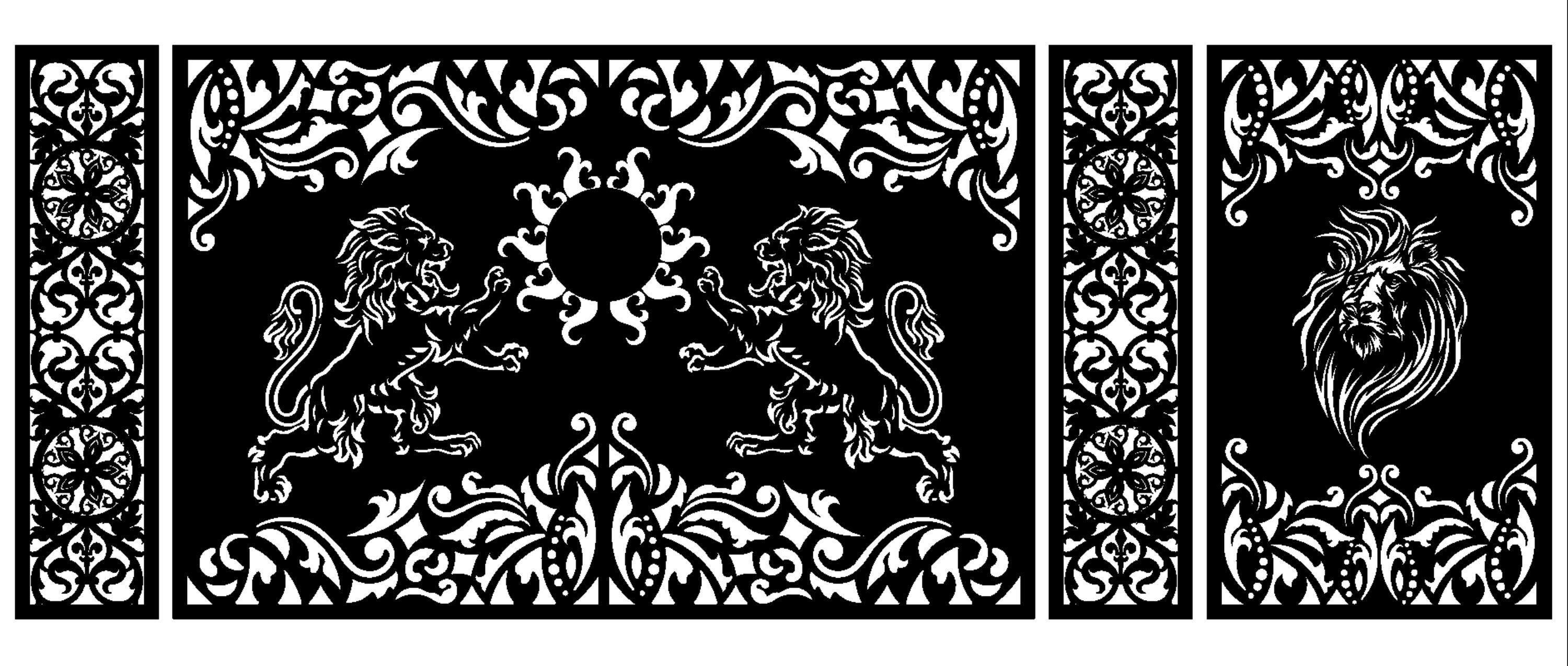 Metal Gates and Lions. Dxf File, Ready Dxf Digital Download, Plasma ...