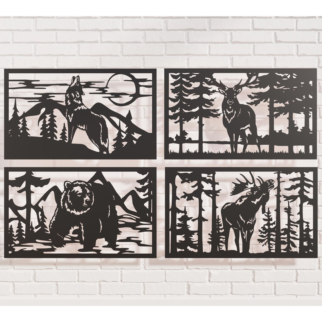 4 Wildlife Panels, DXF Stencil, Svg Cut File, Dxf Files for Plasma ...