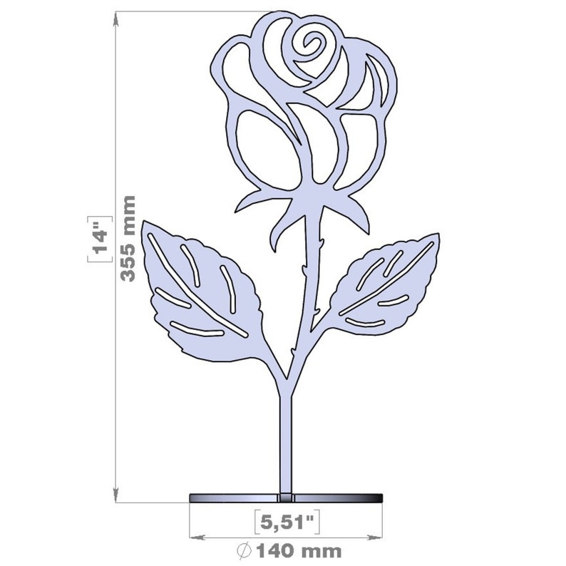 Rose Standing,dxf File,cut,steel Flower,metal Decor - Etsy