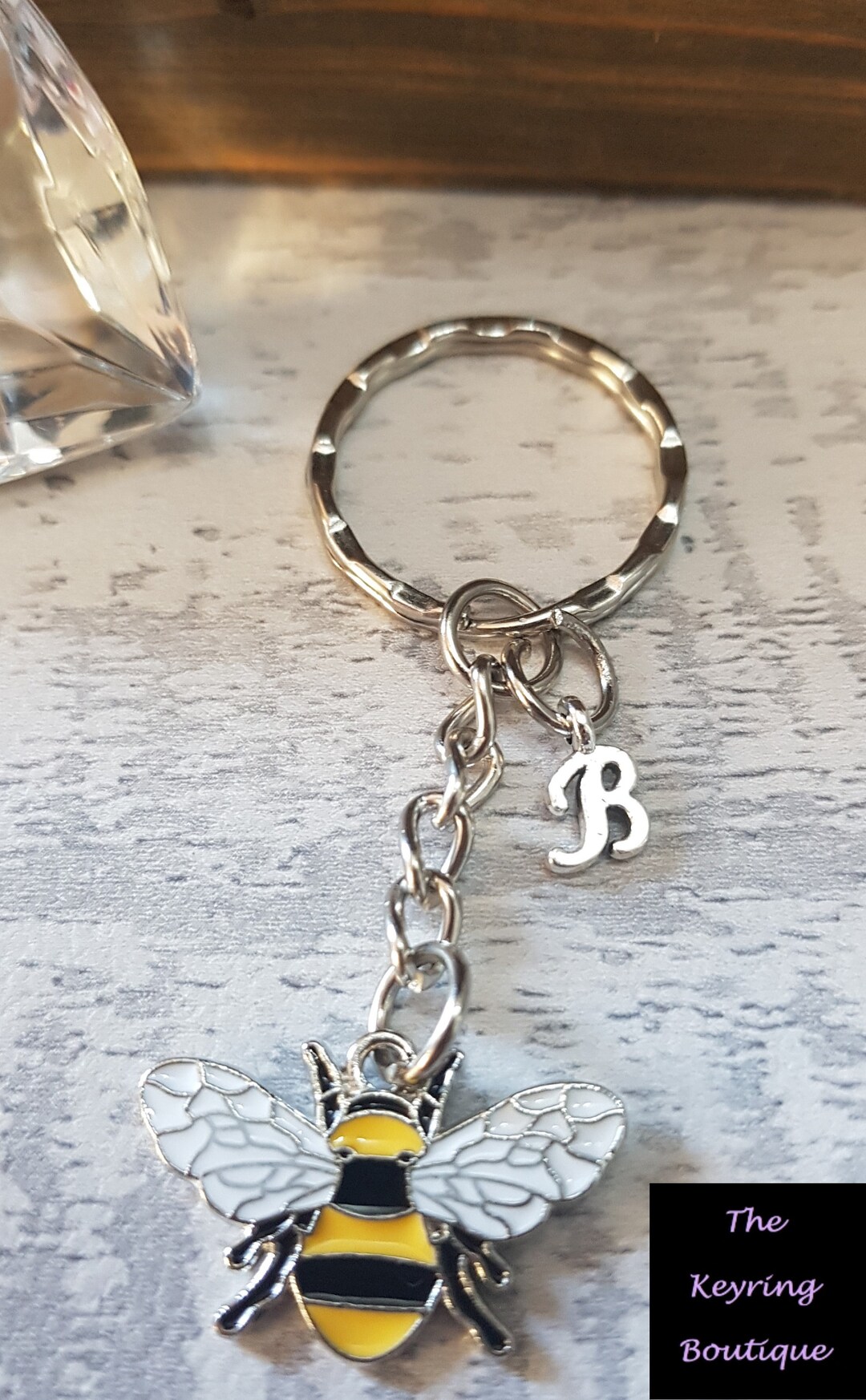 Bee Keyring silver Colour birthday Loved Ones Manchester - Etsy