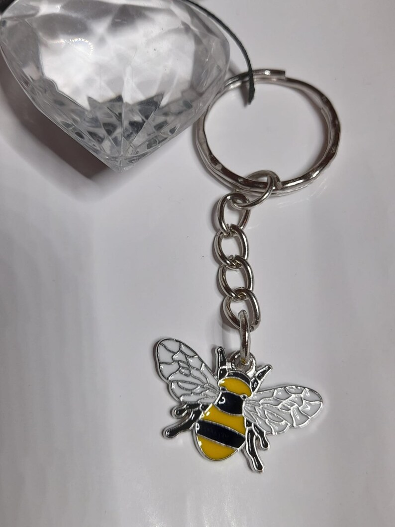 Bee Keyring silver Colour birthday Loved Ones Manchester - Etsy