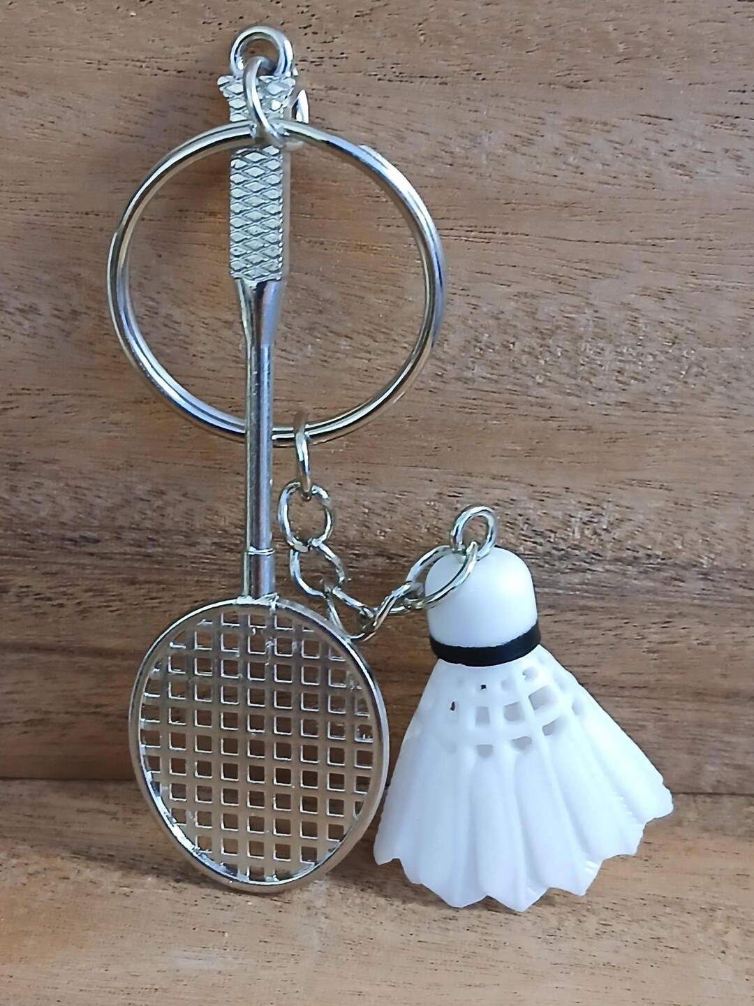 Badminton Racket Personalised Keyring/ Keychain, Silver, Gift, Sports ...