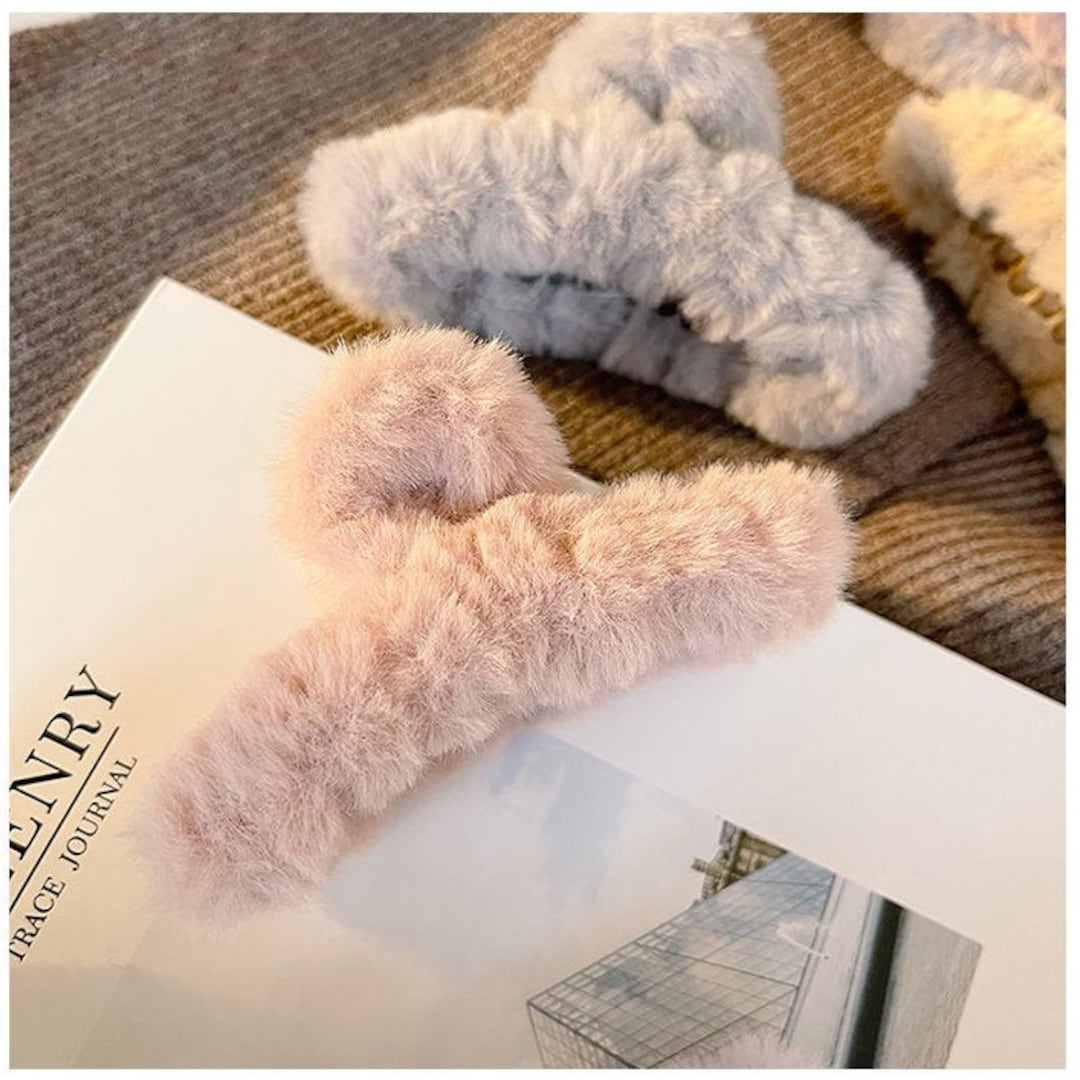 Fluffy Hair Clips, Fuzzy Hair Clipslarge Hair Claw, French Style - Etsy