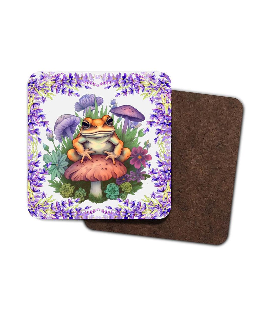 Frog, Toad, Lilac, Purple, Floral Design, Single Drink Coaster ...