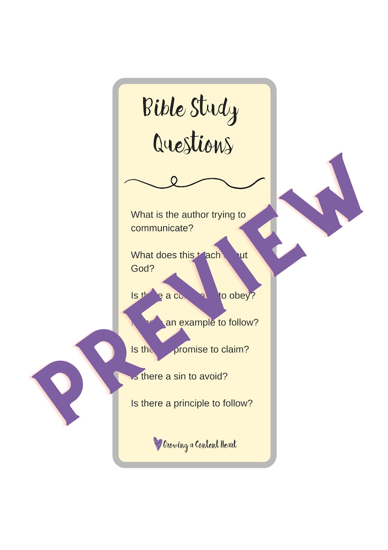 Sunday School Class Bible Study Question Printable Bookmarks - Etsy