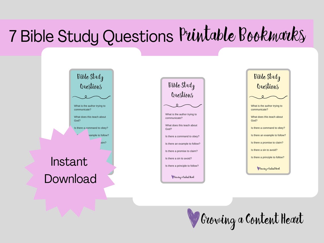 Sunday School Class Bible Study Question Printable Bookmarks - Etsy