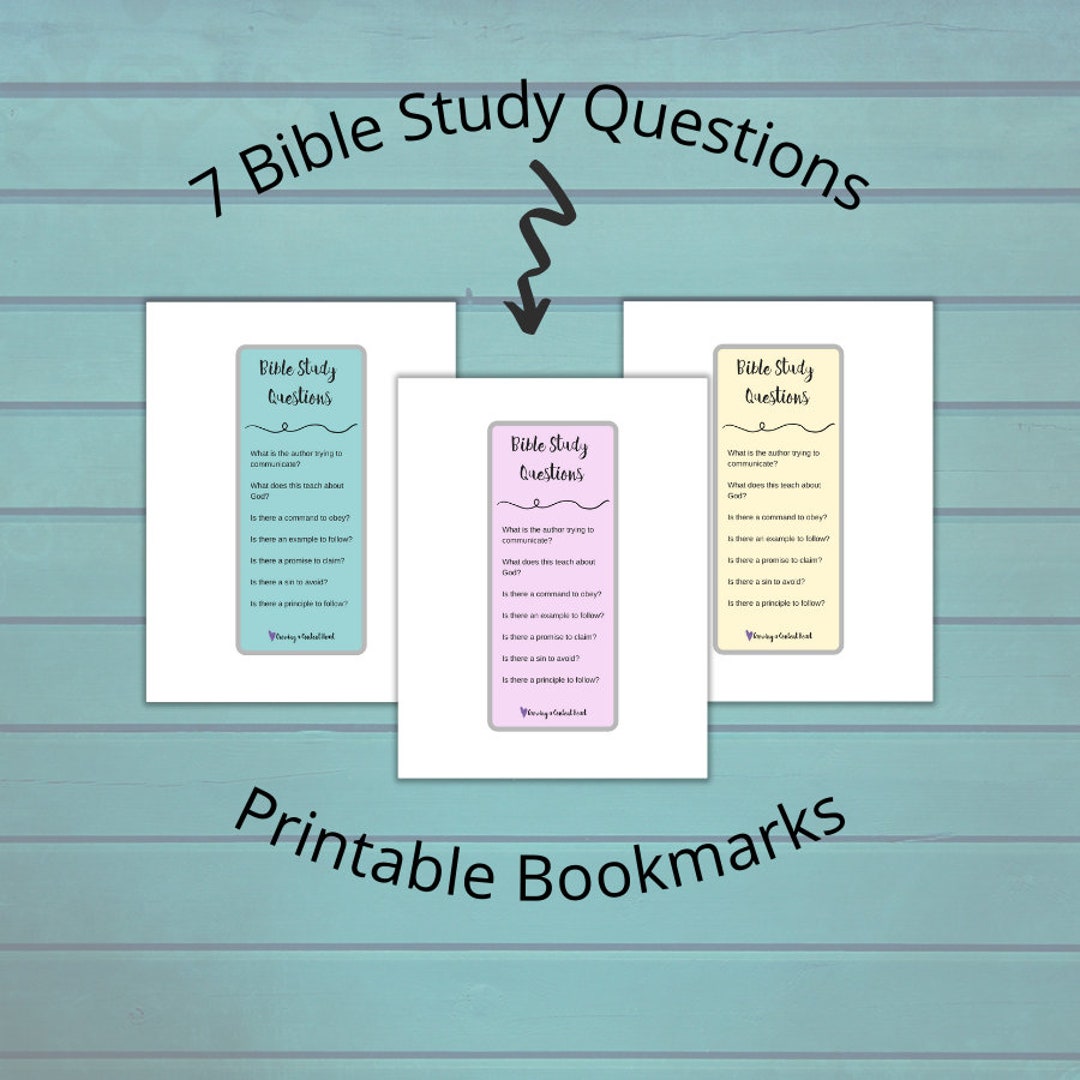 Printable Bookmarks for Bible Study: Bible Study Questions for - Etsy