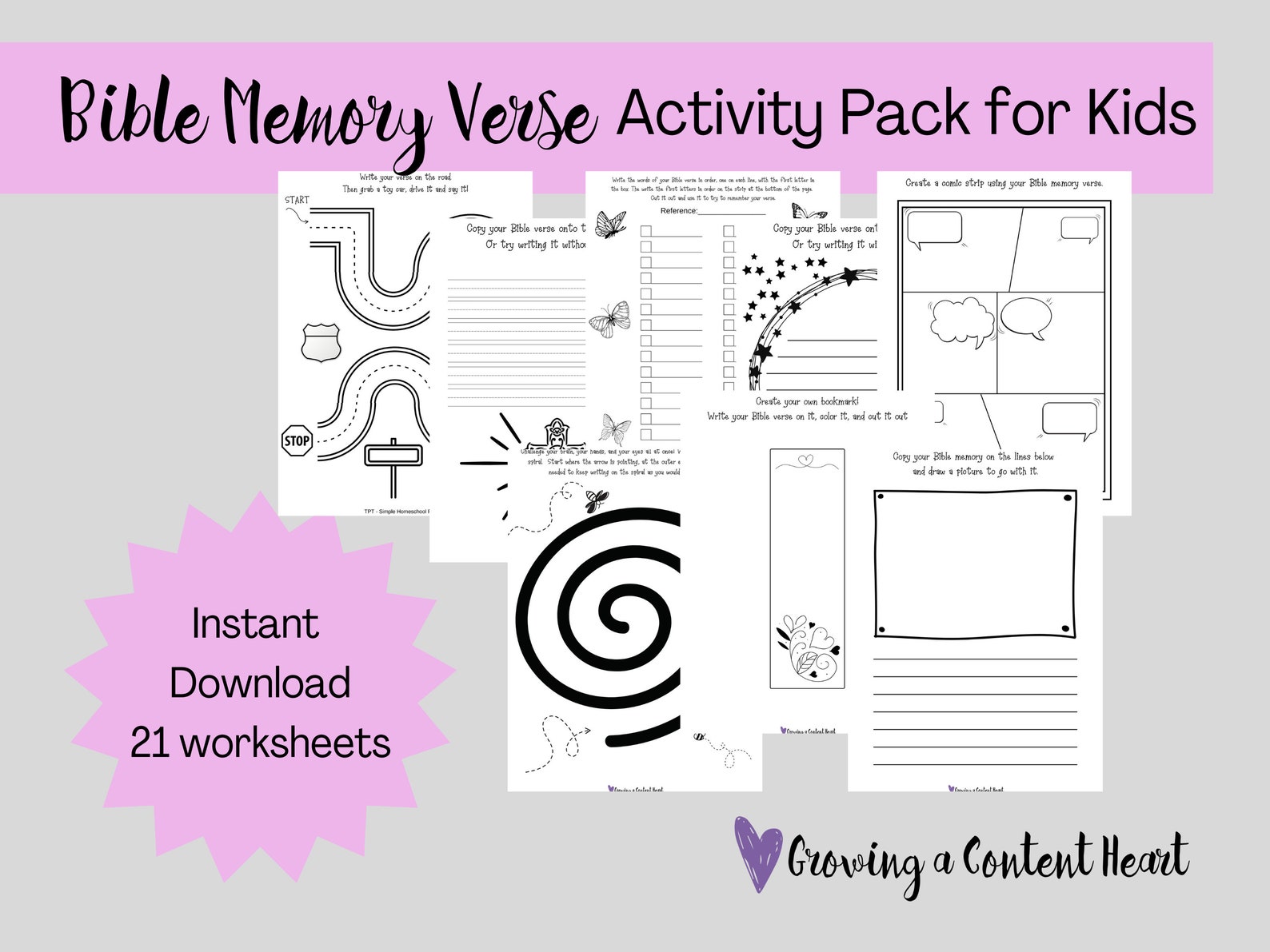 Bible Memory Verse Activity Pack for Kids Fun Bible Worksheets 21 Pages ...