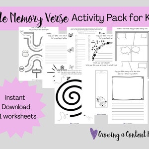 Bible Memory Verse Activity Pack for Kids Fun Bible Worksheets 21 Pages ...