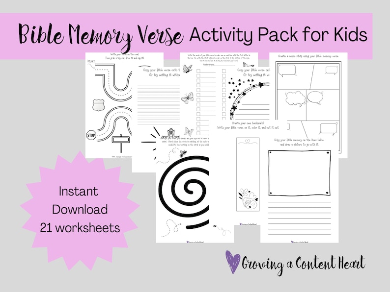 Bible Memory Verse Activity Pack for Kids Fun Bible Worksheets 21 Pages ...