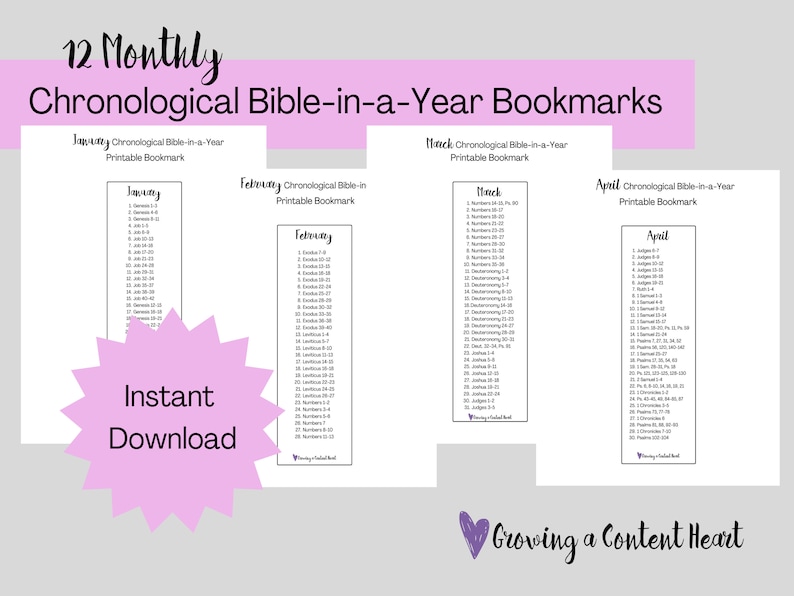 Chronological Bible-in-a-year Bookmarks - Etsy