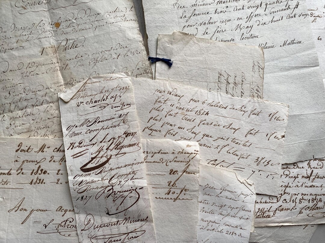 NEW STOCK Stunning Amazing 1800's Rare 17 Tied Documents Pages French ...