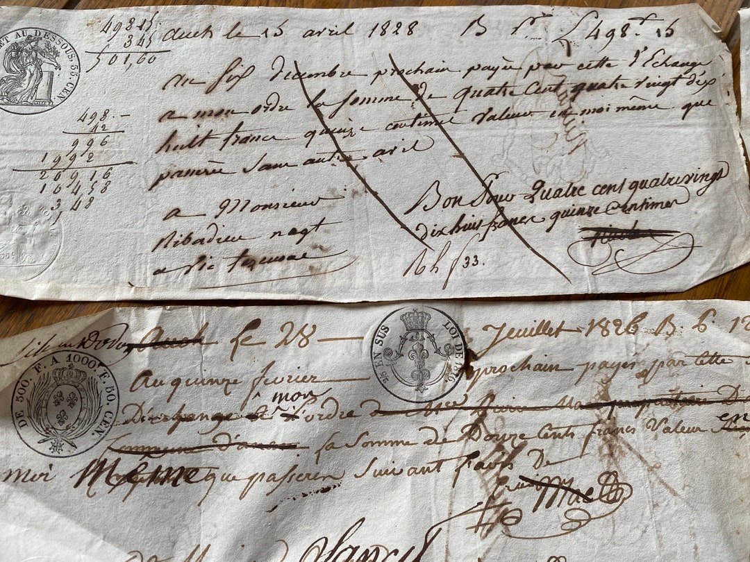 NEW STOCK 4 Antique 1826 Lovely Original Watermarked Stamped French ...