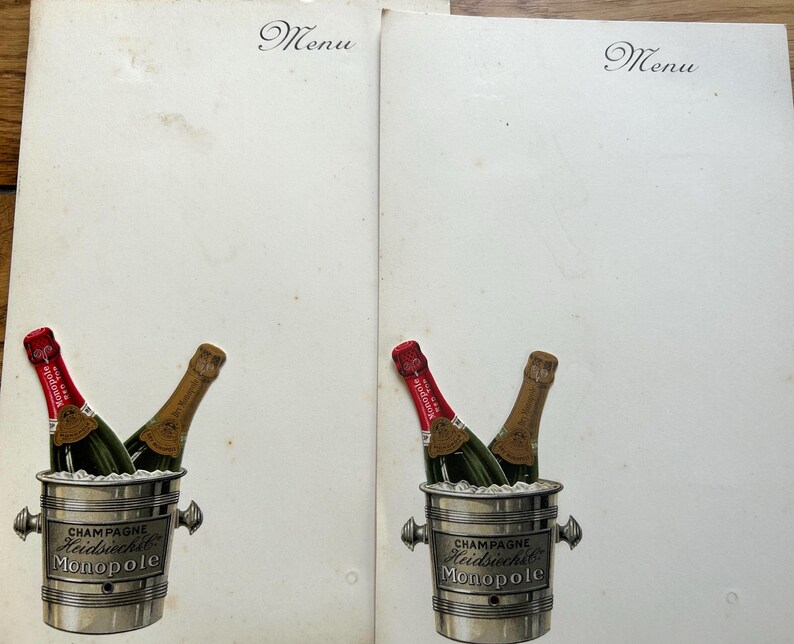 NEW STOCK Lovely Rare Vintage Pair of Champagne Menus With Moveable ...