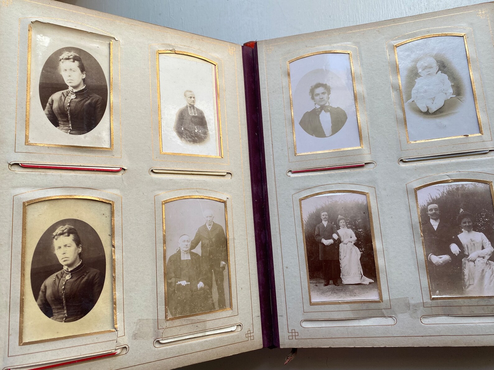 Large Heavy Vintage Very Scruffy French Photograph Album With 40 Old ...