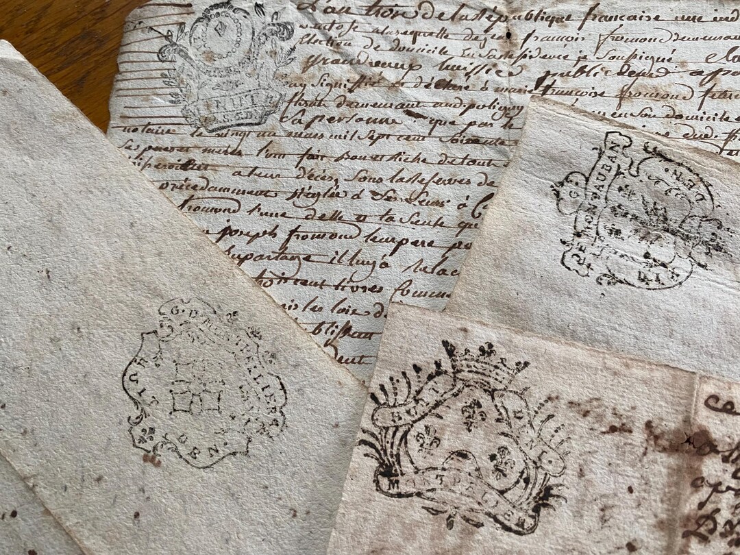 NEW STOCK 4 Stunning Antique 1700s French Handwritten Pages Old Paper ...